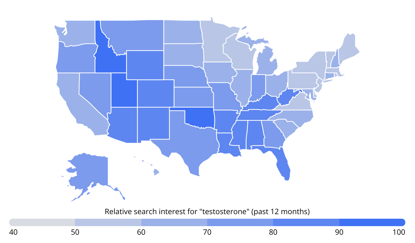 The States Searching Most for Testosterone Help | Invigor Medical